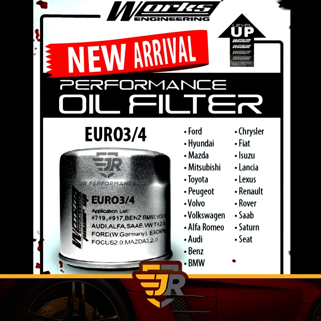 Works Engineering Engine Oil Filter Toyota Honda Perodua Nissan Mazda ...